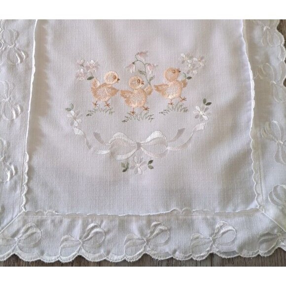 Vintage | Dining | Vintage Table Runner Baby Chicks Ribbon Scalloped ...